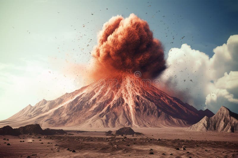 Volcano Eruption. AI Generated Volcanic Eruption with Lava Going Down ...