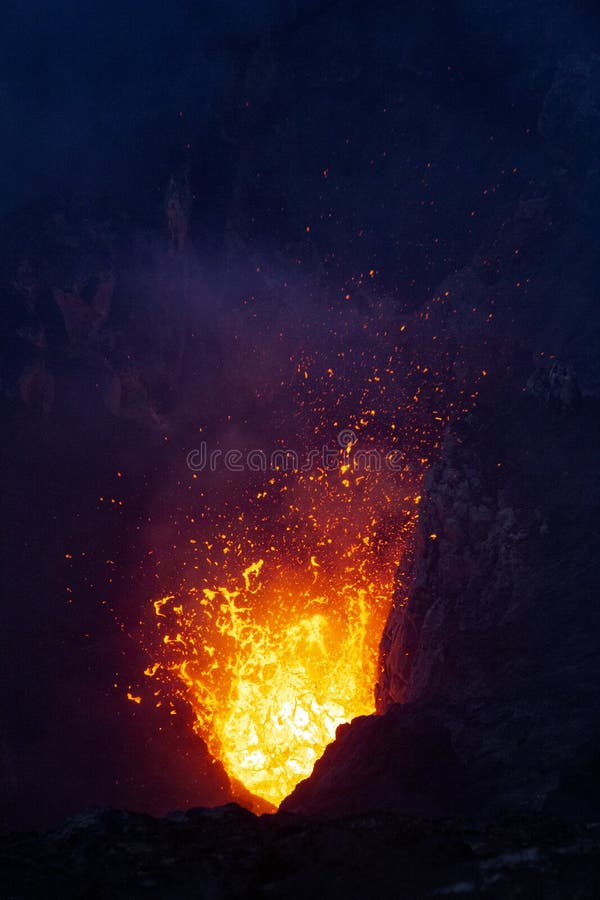 Volcano eruption stock photo. Image of crater, danger - 153483396