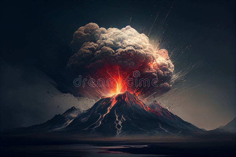 Volcano and Eruption with Fire and Ash. AI Generated Stock Photo ...