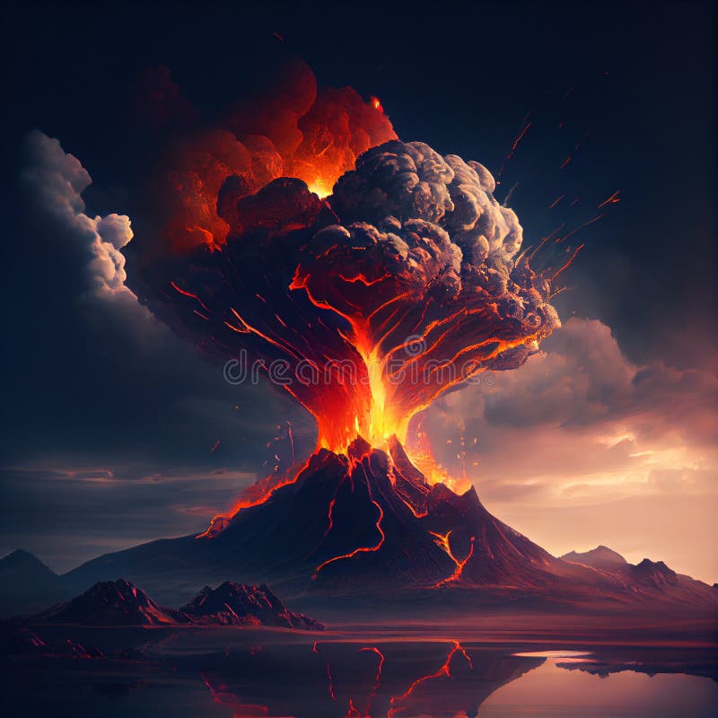 Volcano during the Eruption. Stock Illustration - Illustration of ...