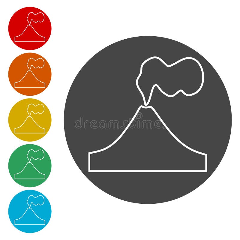 Volcano eruption icons set stock vector. Illustration of motion - 165997282