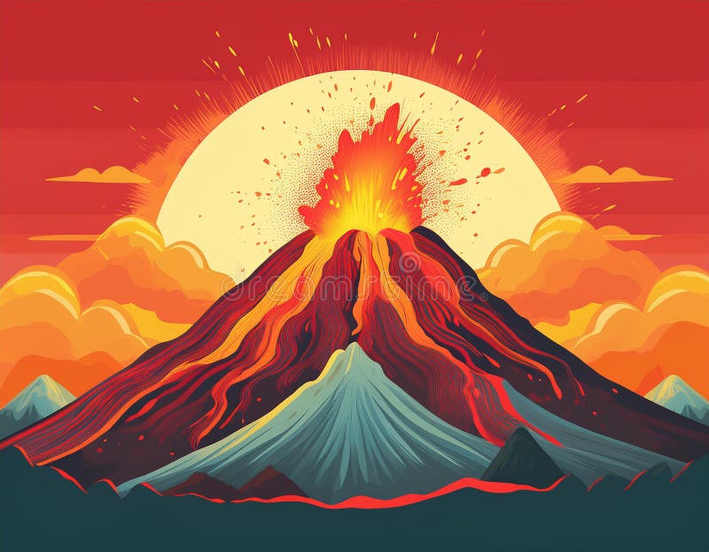 Volcano Eruption Illustration. Stock Illustration - Illustration of ...