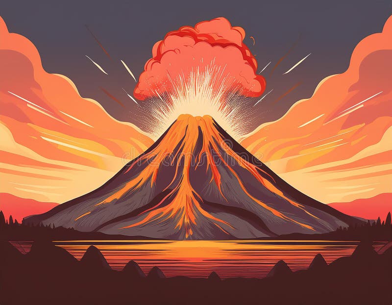 Volcano Eruption Illustration. Stock Illustration - Illustration of ...