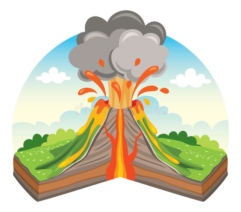 Diagram Of Volcano Erupts On White Background Stock Vector ...