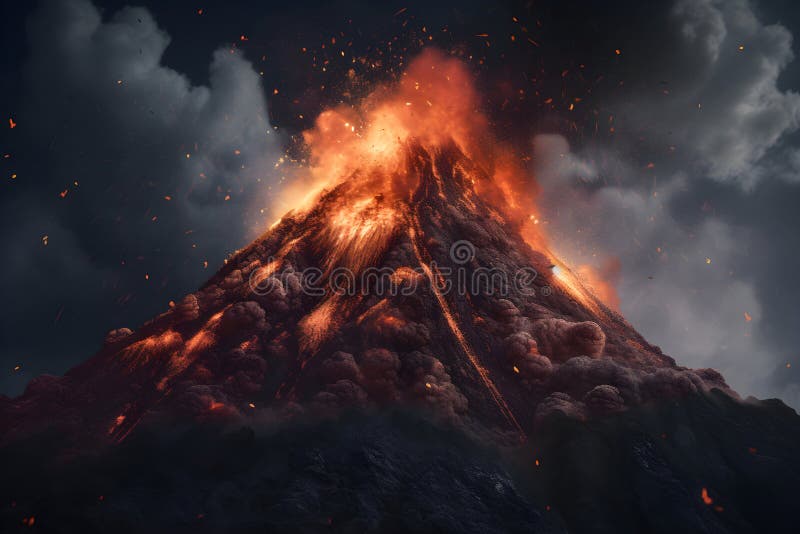 Volcano Eruption. Mount with Lava and Magma Stock Illustration ...