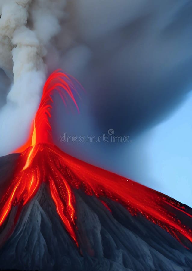 Volcano Eruption in the Mountains Stock Illustration - Illustration of ...