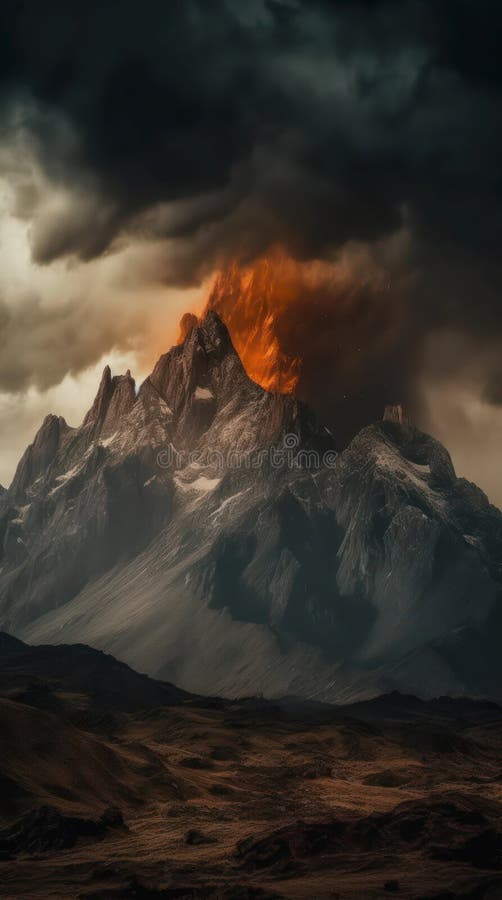 Volcano eruption. stock illustration. Illustration of earth - 293465405