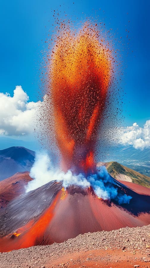 Volcanic Eruption Ejecting Fire Lava Ash Stock Photos - Free & Royalty ...