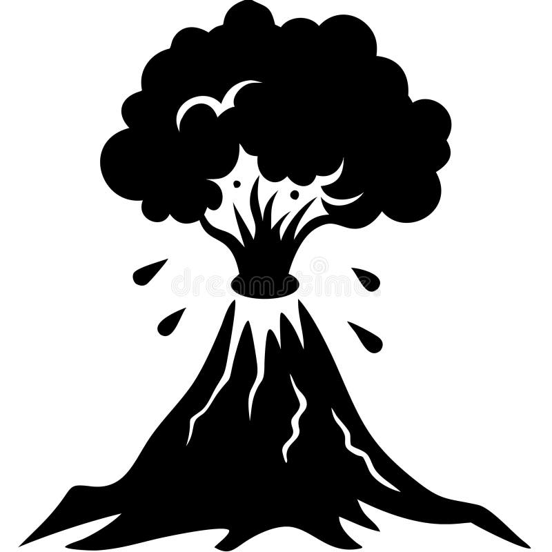 Volcano Eruption Silhouette Vector for Tattoo and Design Projects Stock ...
