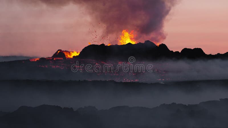 Volcano Eruption, Close Up of Exploding and Spewing Lava of Volcano ...