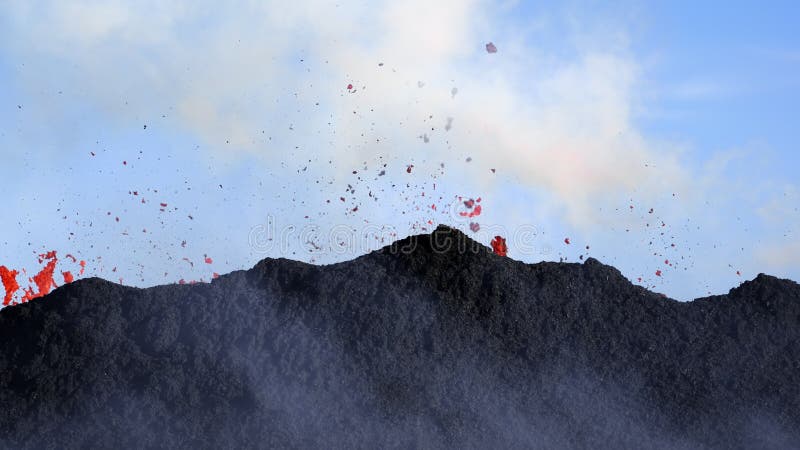 Volcano Eruption, Close Up of Exploding and Spewing Lava of Volcano ...