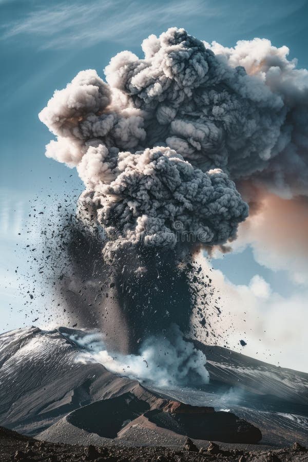 Volcano eruption smoke stock image. Image of climate - 375283425