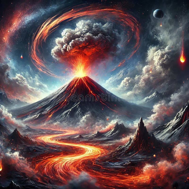 Volcano Eruption a Volcano Spewing Lava and Ash Symbolizing Expl Stock ...