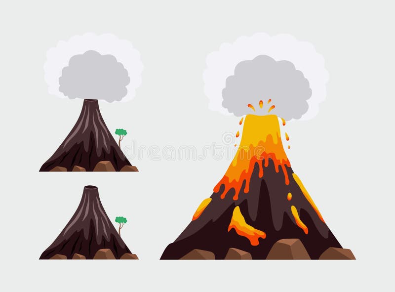 Volcano Eruption Steps Isolated Set. Vector Graphic Design Illustration ...