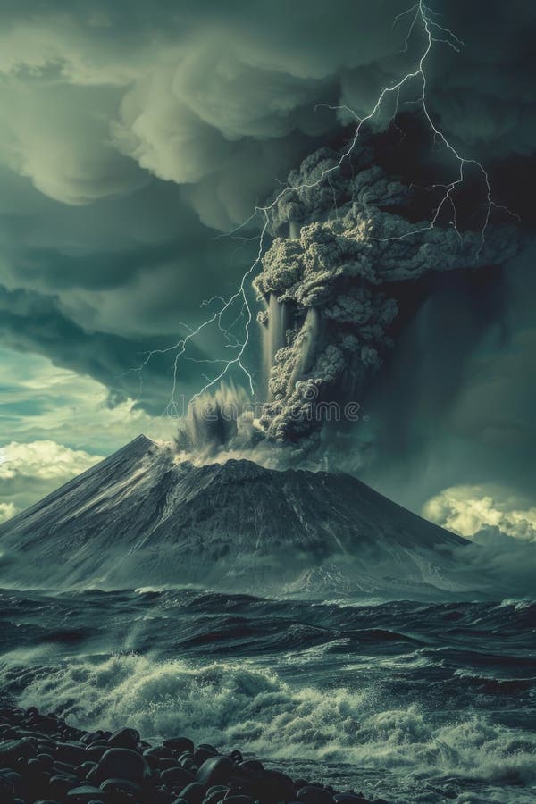 Volcano Eruption with Thick Smoke and Ash Stock Image - Image of ...