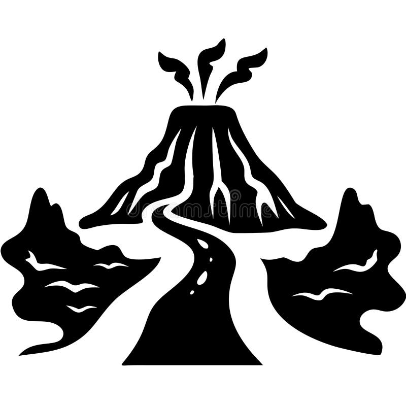 Volcano Eruption Vector Art for Posters and Tattoo Designs Stock ...