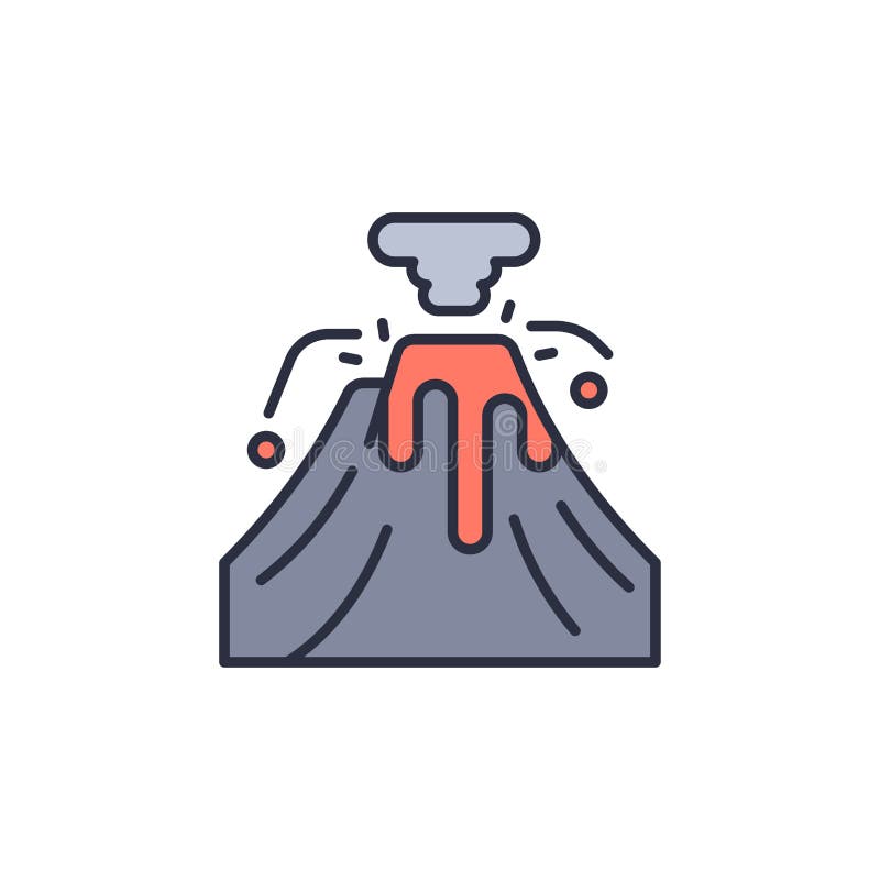 Volcano Eruption Vector Icon Symbol Disaster Isolated on White ...