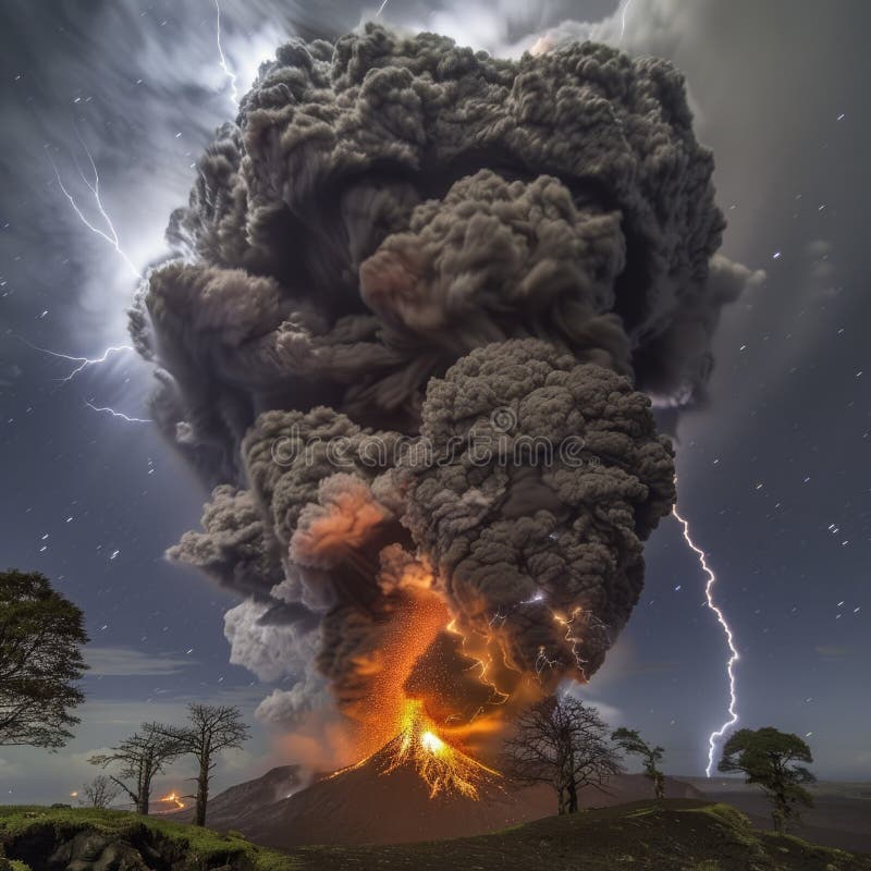 Volcano Erupts Dramatically at Night, Illuminating the Sky with ...
