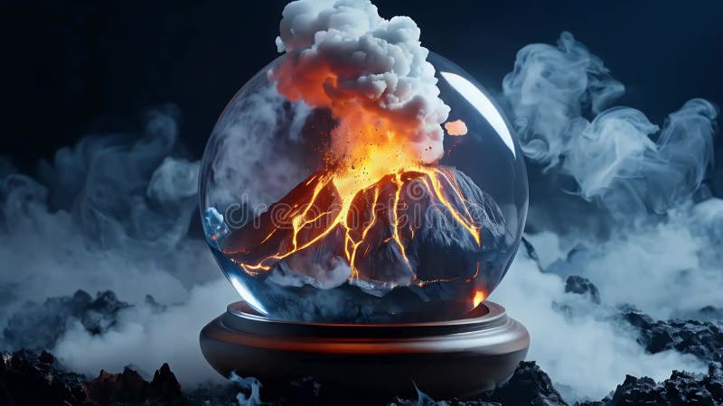 Volcano Eruption in a Glass Sphere Stock Footage - Video of nature ...