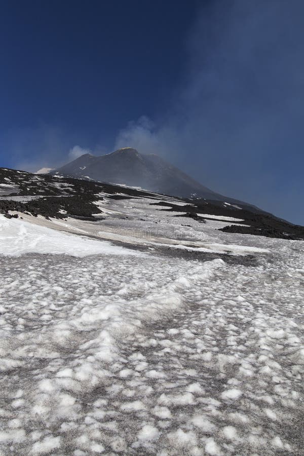 Volcano Etna and Black Snow. Stock Photo - Image of eruption, landscape ...