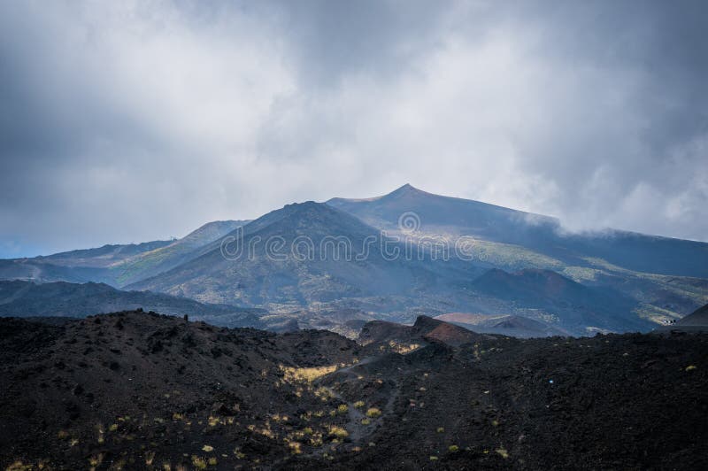 Volcano Etna View in the Clouds Stock Photo - Image of geological, etna ...