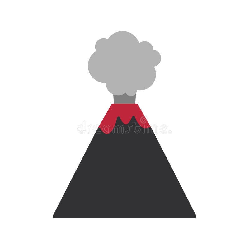 Volcano flat ico stock illustration. Illustration of explosion - 97503784