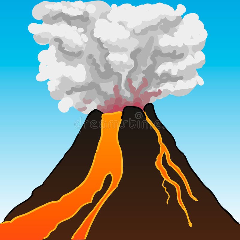 Volcano Flowing with Lava Vector Illustration Stock Vector ...