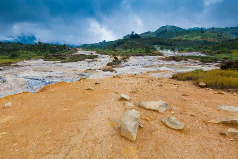 Volcano Geyser on Plateau Dieng National Park, Java, Indonesia Stock ...
