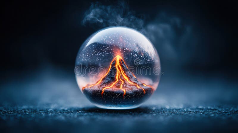 Volcano in a Glass Sphere stock illustration. Illustration of volcano ...