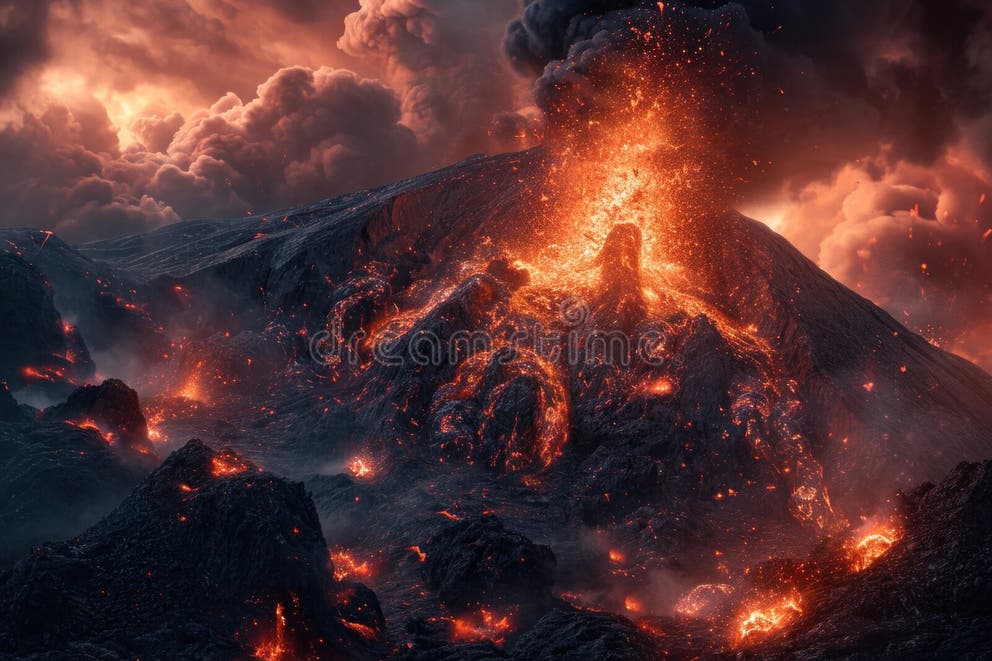 A Volcano Has Been Seen Exploding. Stock Illustration - Illustration of ...