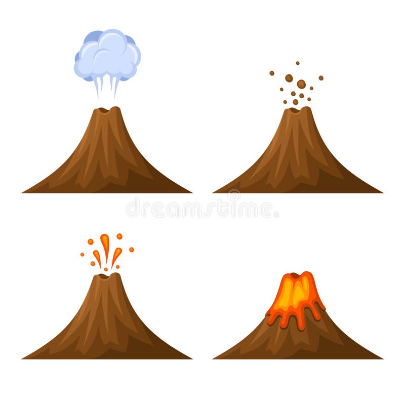 Volcano Icon Set Auf Weißem Hintergrund Vektor Vektor Abbildung ...
