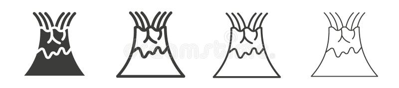 Volcano Icon Vector Set on White Background Stock Vector - Illustration ...