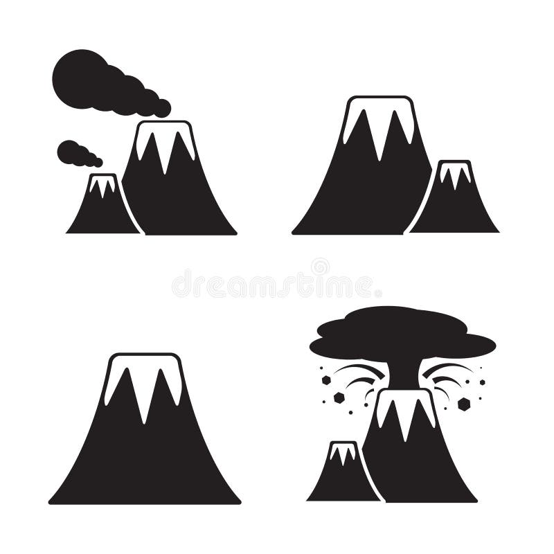 Volcano Icons Set. stock vector. Illustration of icon - 75911234
