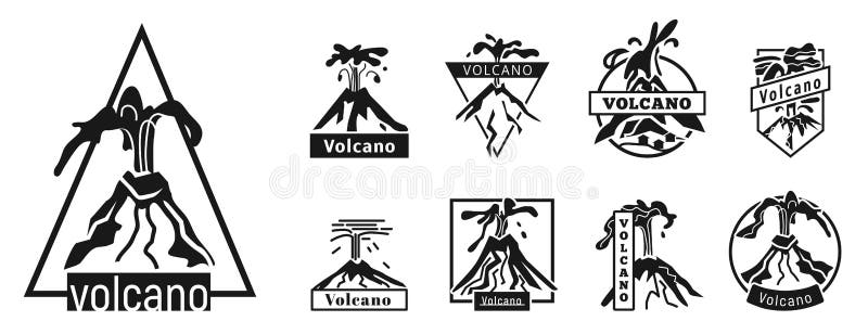 Volcano Icons Set, Simple Style Stock Vector - Illustration of design ...
