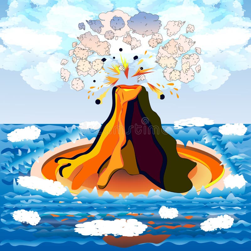 Volcano island stock vector. Illustration of green, coastline - 33404646