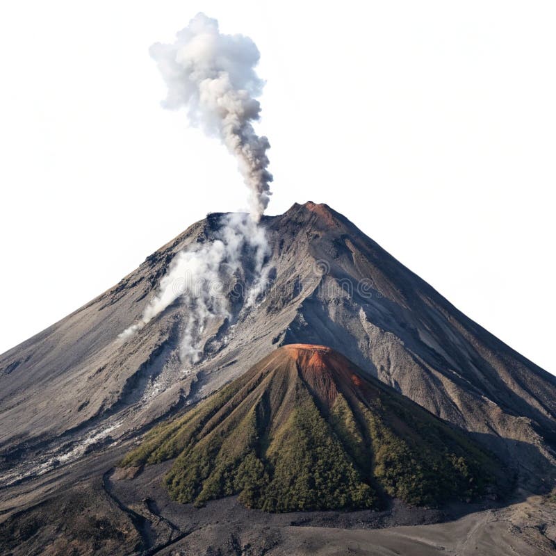 Volcano Isolated on White Background Stock Illustration - Illustration ...