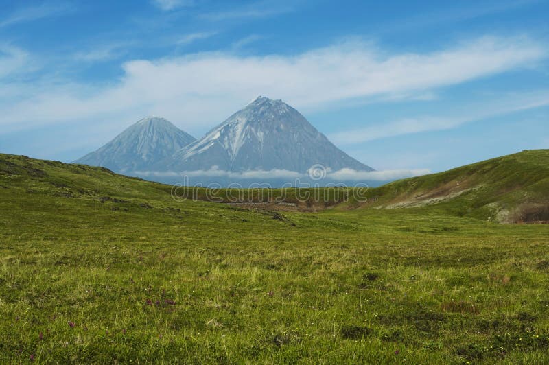 Volcano on Kamchatka stock image. Image of hiking, grass - 2970081