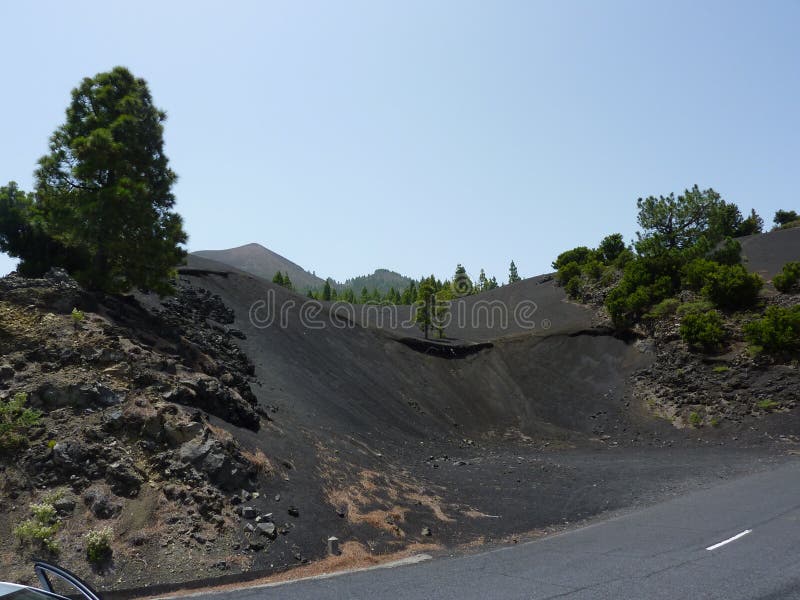 Volcano land in road stock image. Image of terrain, land - 44704843