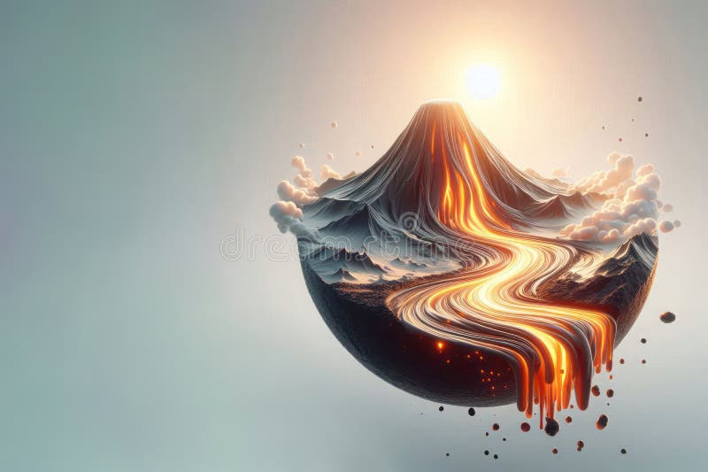 Volcano with Lava on an Abstract Background. Space for Text. Stock ...