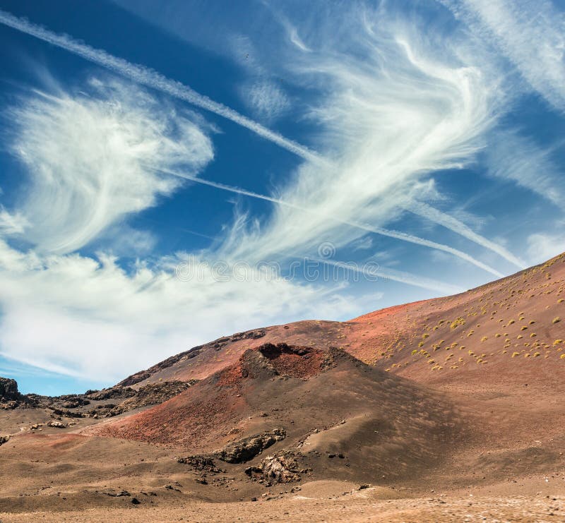 Volcano and lava desert stock image. Image of cloud, rock - 55971567