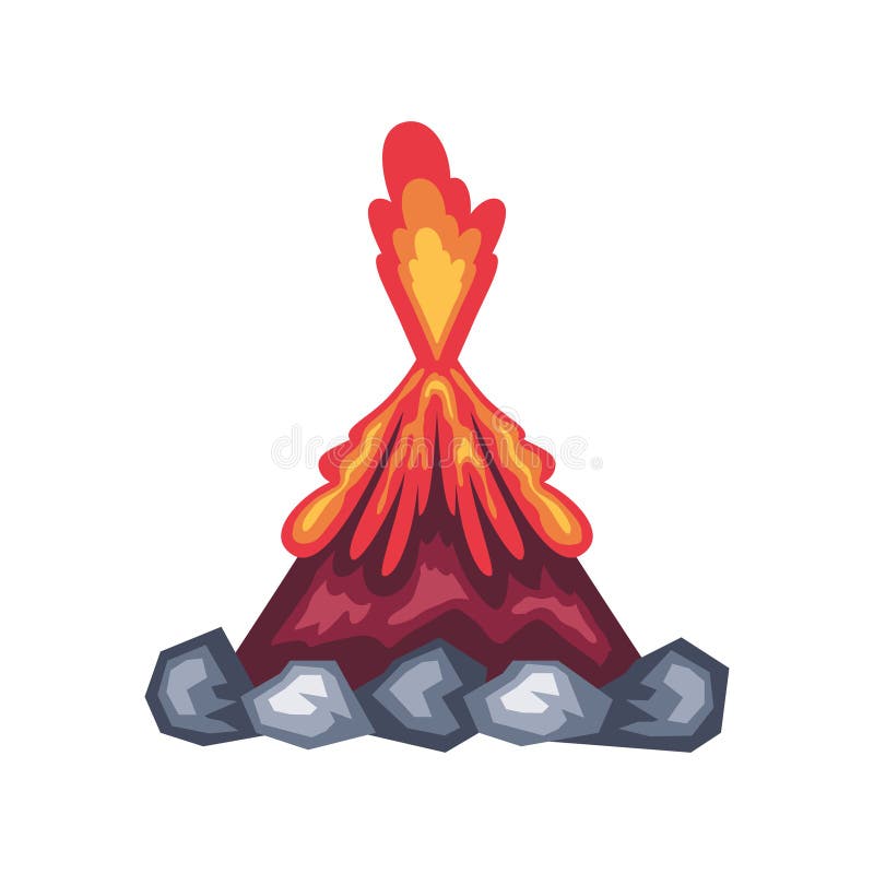 Volcano with lava drawing stock vector. Illustration of explosion ...