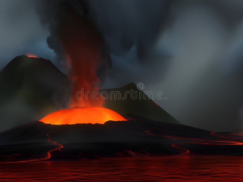 Volcano Lava Erupting. Volcano Magma Erupting Stock Illustration ...