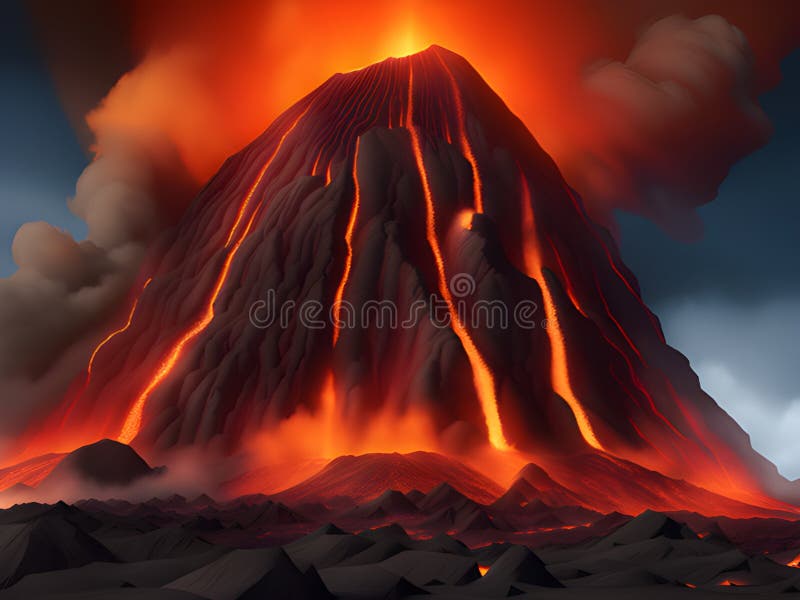 Volcano Lava Erupting. Volcano Magma Erupting Stock Illustration ...