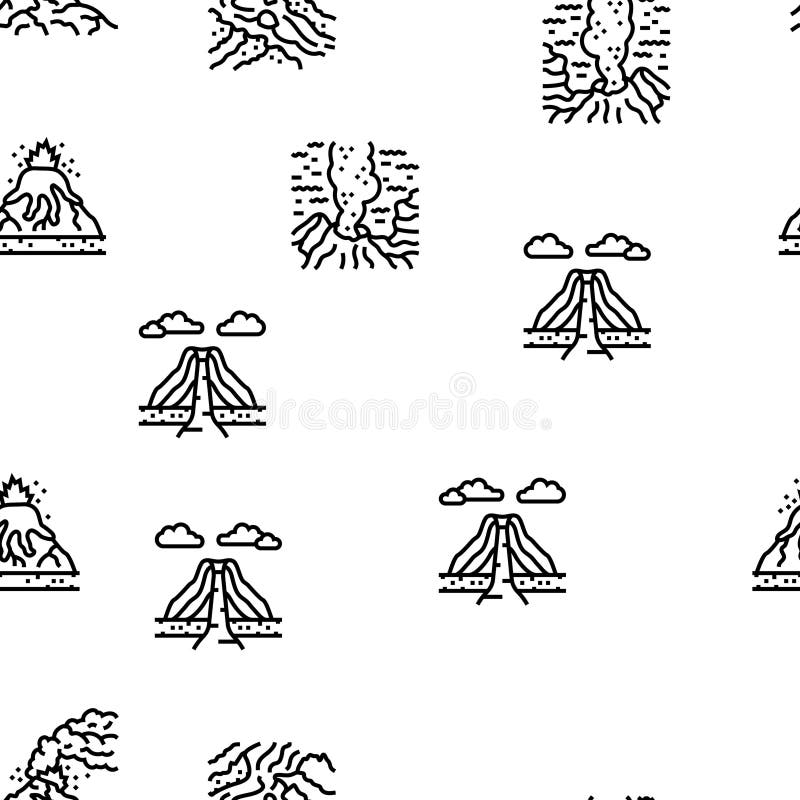 Volcano Lava Eruption Nature Vector Seamless Pattern Stock Vector ...