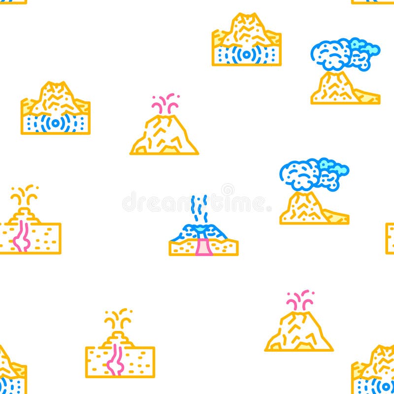 Volcano Lava Eruption Vector Seamless Pattern Stock Vector ...