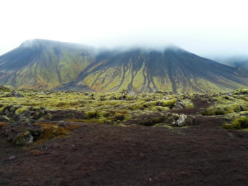 Volcano and lava fields stock photo. Image of volcanos - 188334422