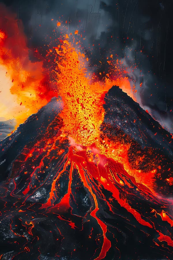 A Volcano with Lava and Fire Stock Image - Image of vent, flow: 324403083