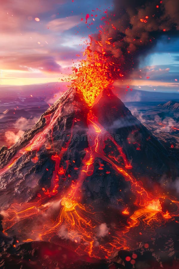 A Volcano with Lava and Fire Stock Image - Image of eruption, volcano ...