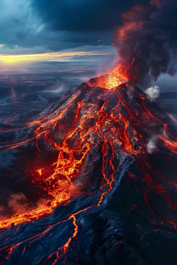 A Volcano with Lava and Fire Stock Image - Image of dome, cloud: 324552973