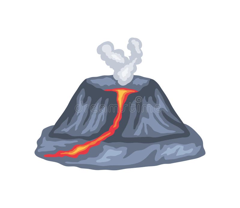 Volcano with lava flow stock vector. Illustration of landscape - 300211939